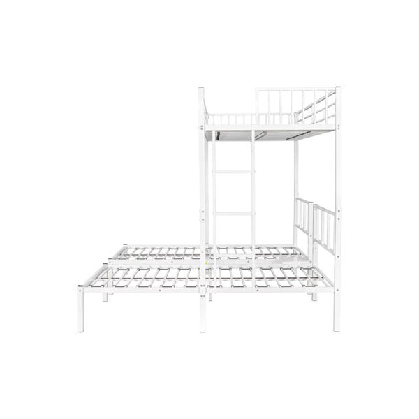 Triple Twin Bunk Bed, Metal 3 Bunk Beds Frame with Built-in Shelf and ...