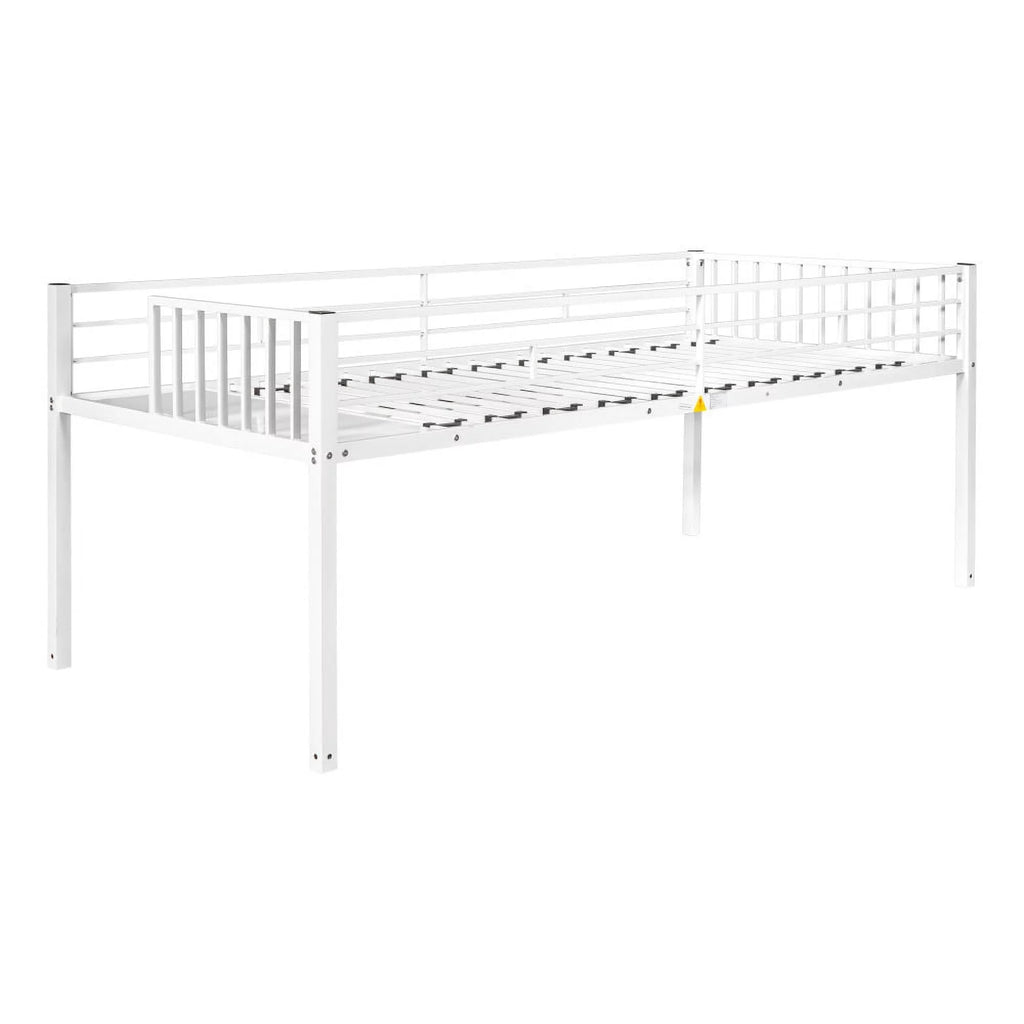 Triple Twin Bunk Bed, Metal 3 Bunk Beds Frame with Built-in Shelf and ...