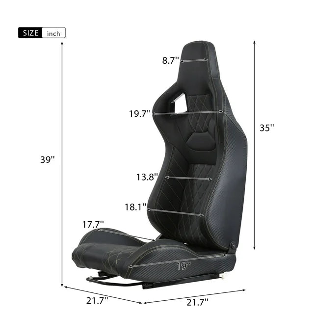 2-Piece Racing Seats, Pair of Bucket Seats with Adjustable Double Slid ...