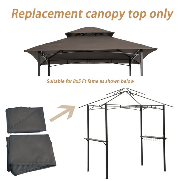 Grill Gazebo Replacement Canopy Roof, 8 x 5 Ft Outdoor BBQ Gazebo Cano ...