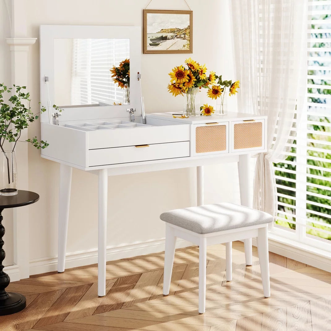 Dressing table with mirror for small space store