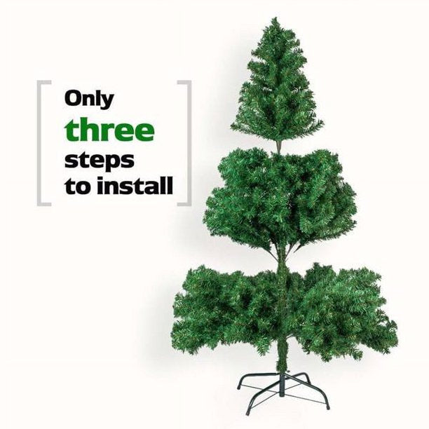8FT Unlit Artificial Christmas Pine Tree with Sturdy Metal Legs, Class ...