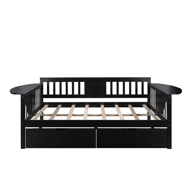 Full Size Daybed with Two Drawers, Multifunctional Wood Daybed Frame w ...