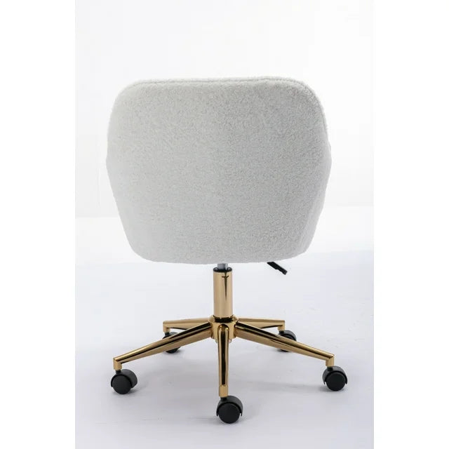 Modern Swivel Desk Chair, Teddy Fabric Home Office Task Chair Adjustab ...