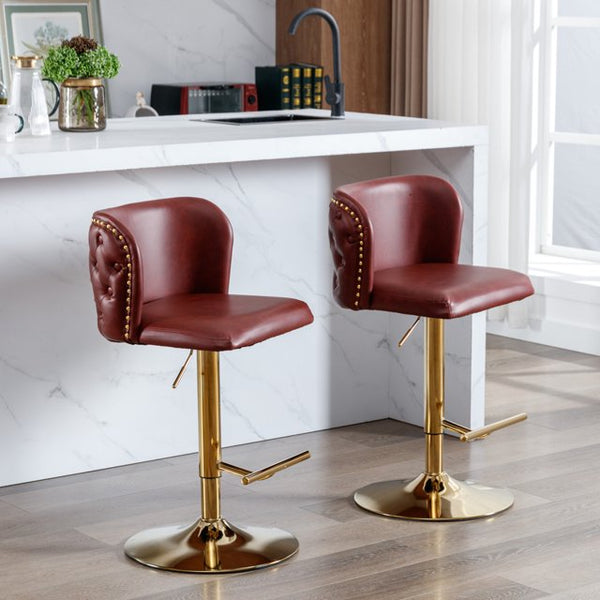 PU Swivel Counter Height Stools Set of 2, PU Leather Upholstered Bar S ...