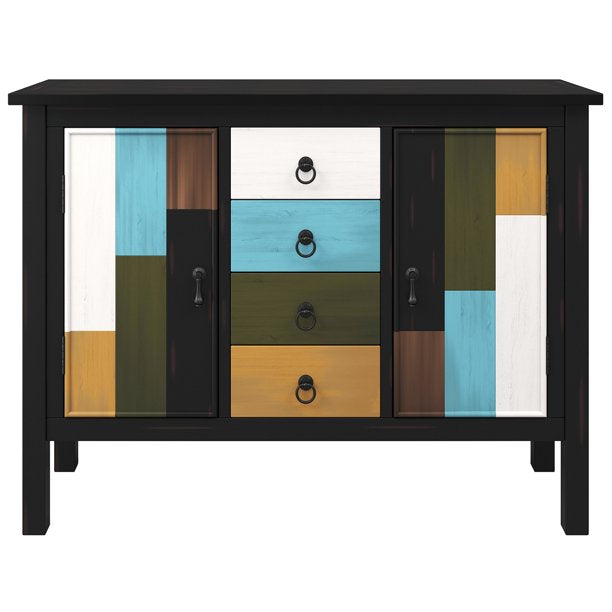 Colorful Console Table, Wooden Storage Sideboard with Four Drawers and ...