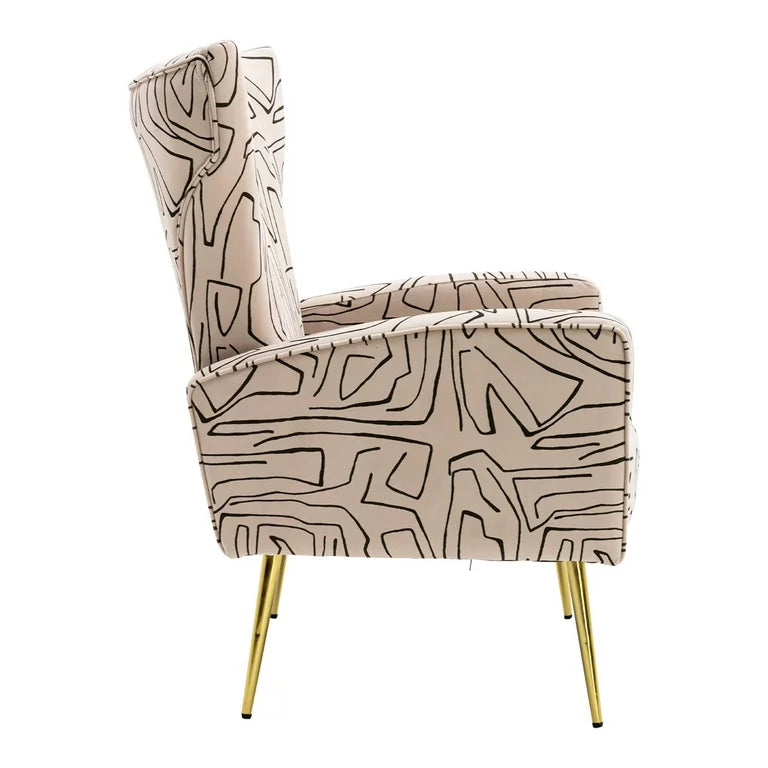 Velvet Geometric Accent Chair, Upholstered Vanity Chair with Padded Se ...