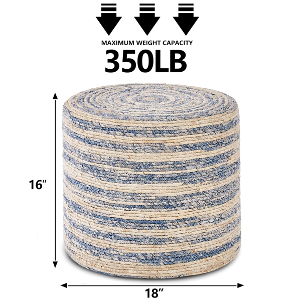 TRIPLE TREE Handcrafted Round Pouf Ottoman with Organic Texture,Natura ...